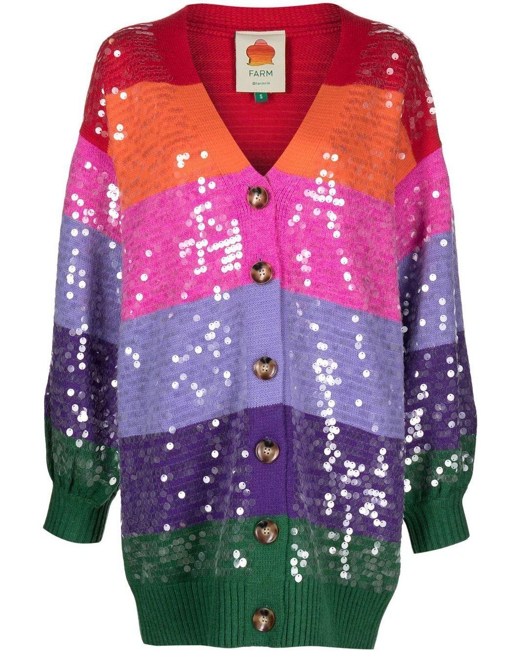 FARM Rio Sequin-embellished Rainbow Cardigan in Pink | Lyst