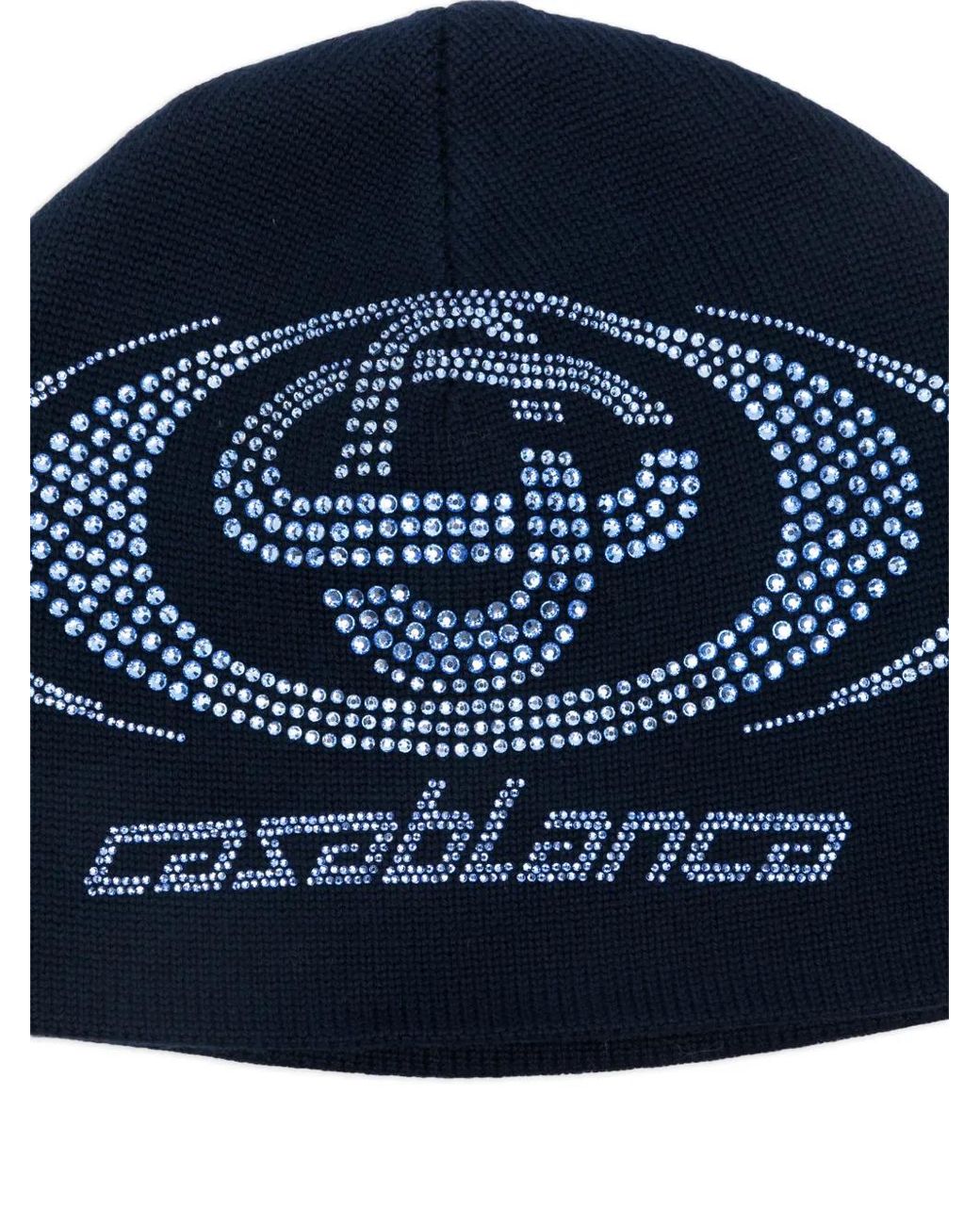 CASABLANCA Hotfix Logo Beanie in Blue for Men | Lyst