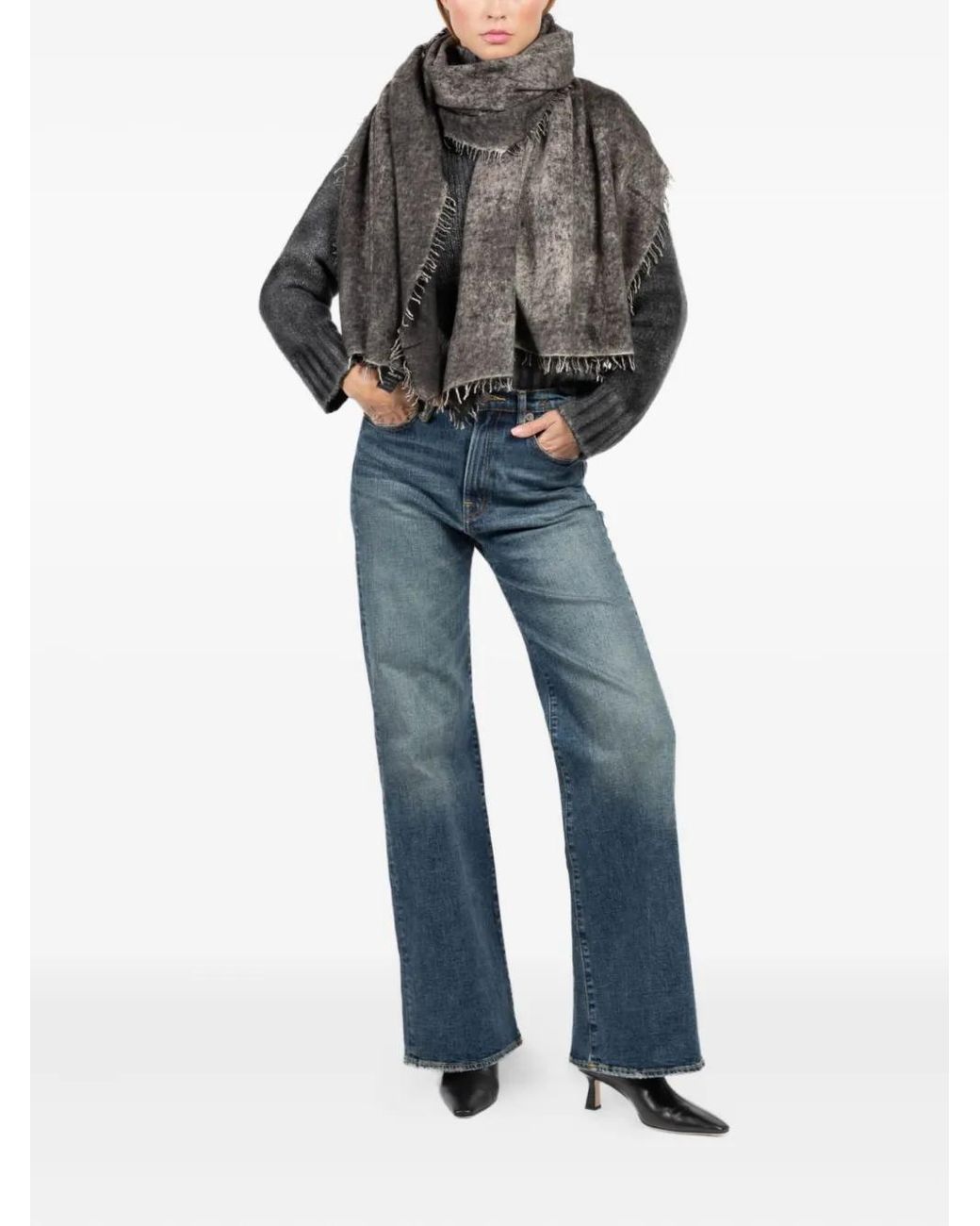 Avant Toi Frayed-Edge Scarf in Blue | Lyst UK