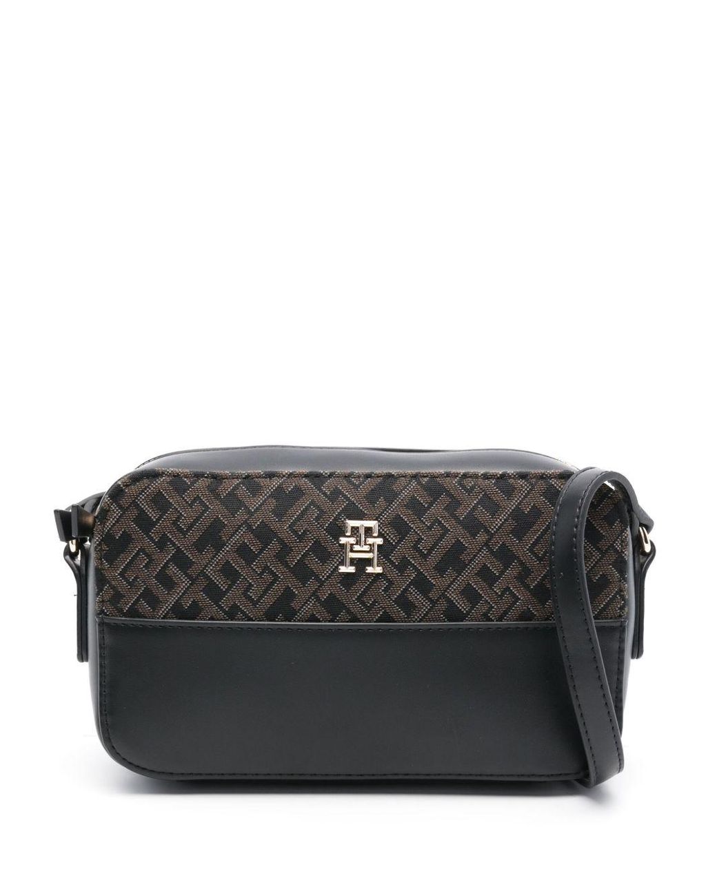Tommy Hilfiger Th Monogram-Jacquard Crossbody Bag in Black | Lyst