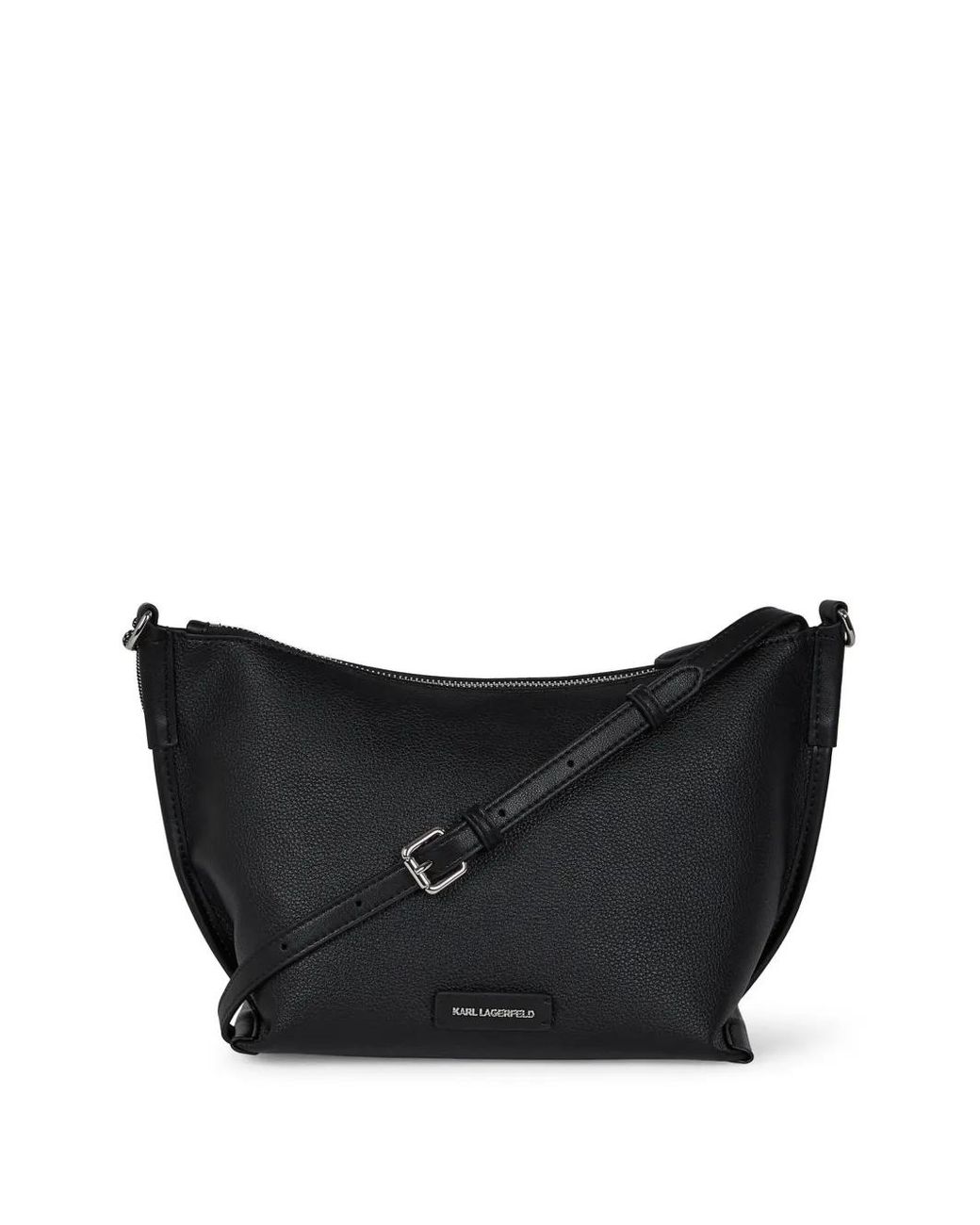 KARL LAGERFELD Ikon Pin Textured Leather Crossbody Bag in Black | Lyst
