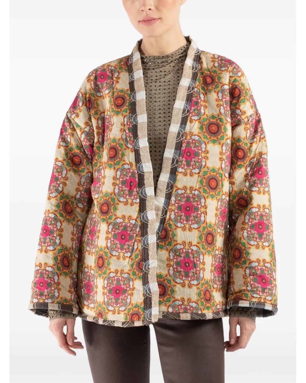 MONOKI Karma Checked Embroidered Jacket in Grey | Lyst UK