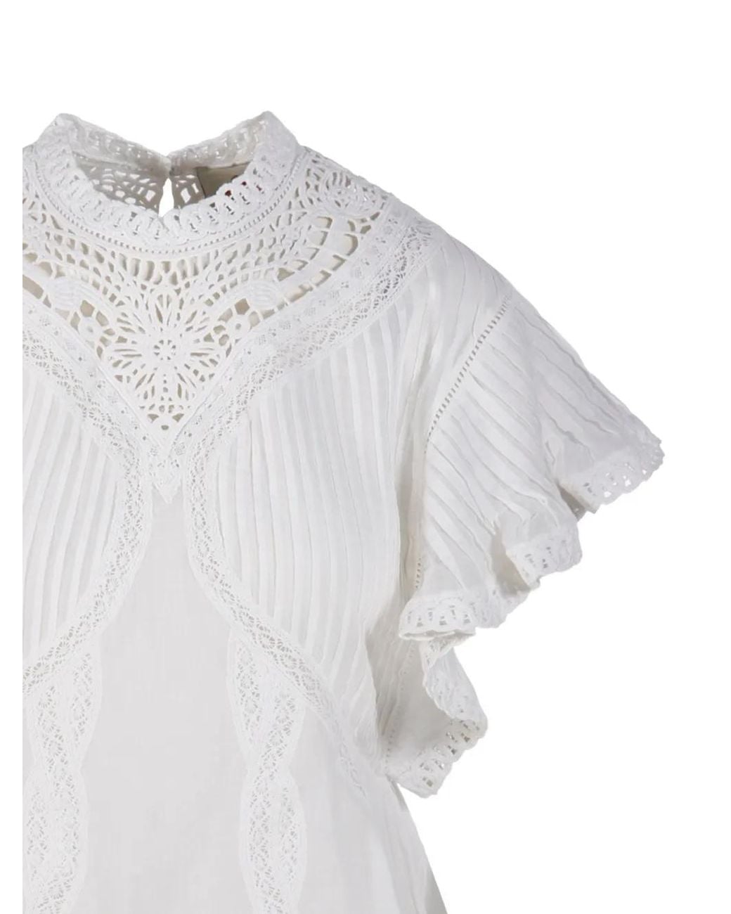 FARM Rio Lace-Embroidered Pleated Top in White | Lyst UK