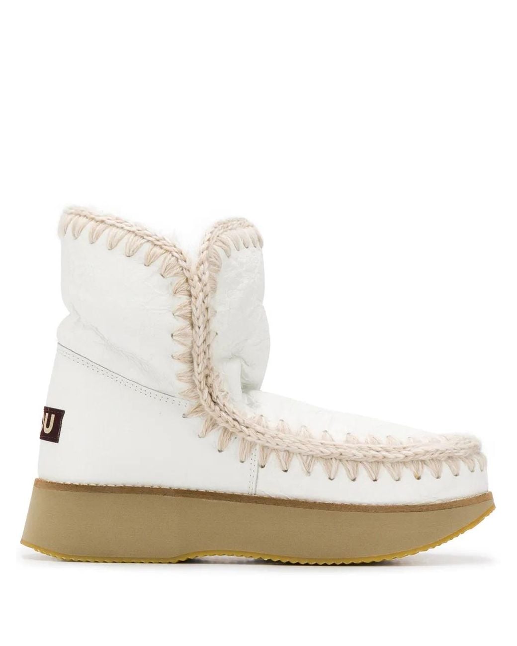 Mou Stitch-Detail Ankle Boots in White | Lyst