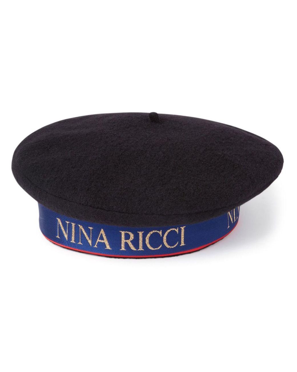 Nina Ricci Virgin Wool Logo Beret in Blue | Lyst UK