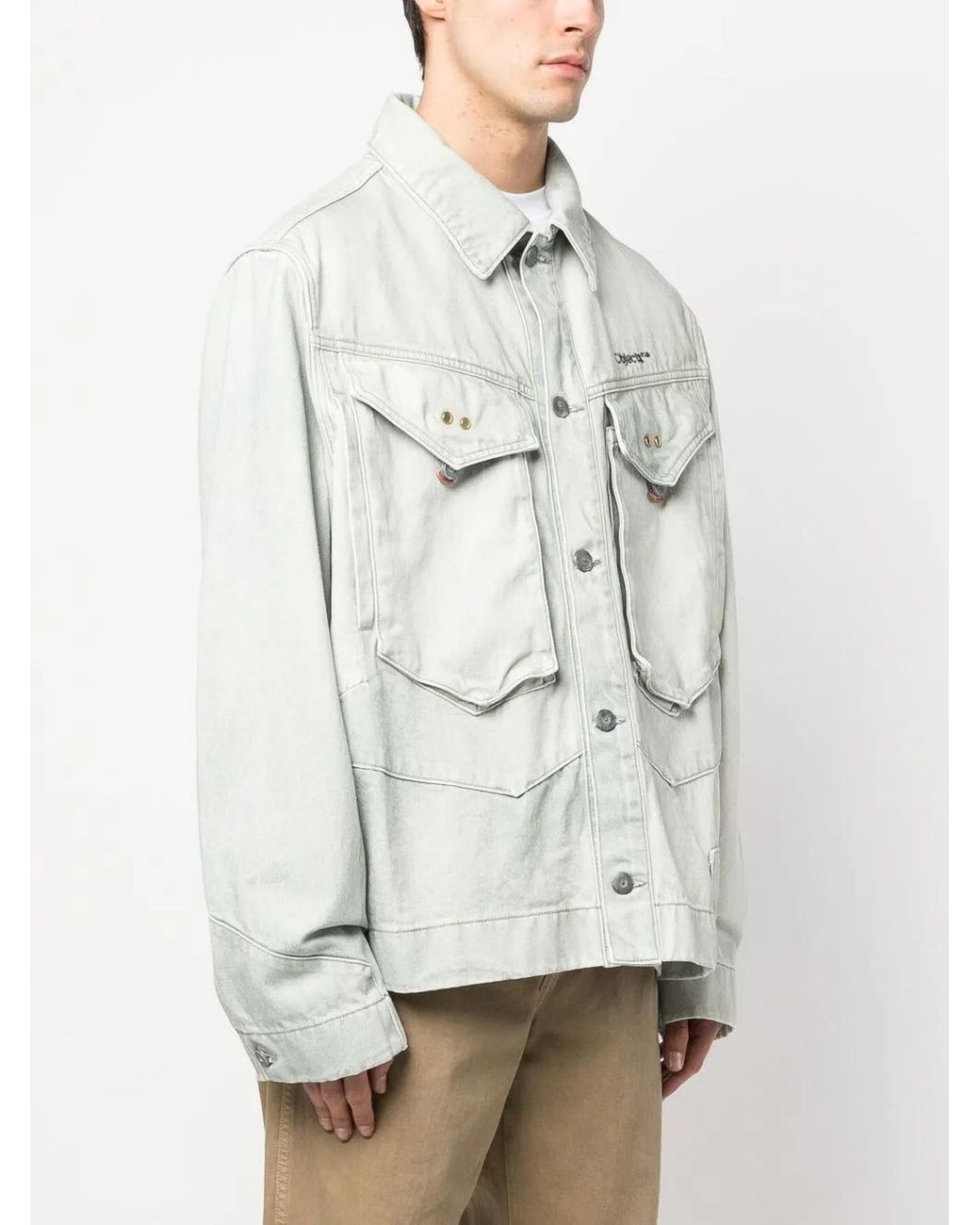 Objects IV Life Logo-Embroidered Denim Jacket in Gray for Men | Lyst