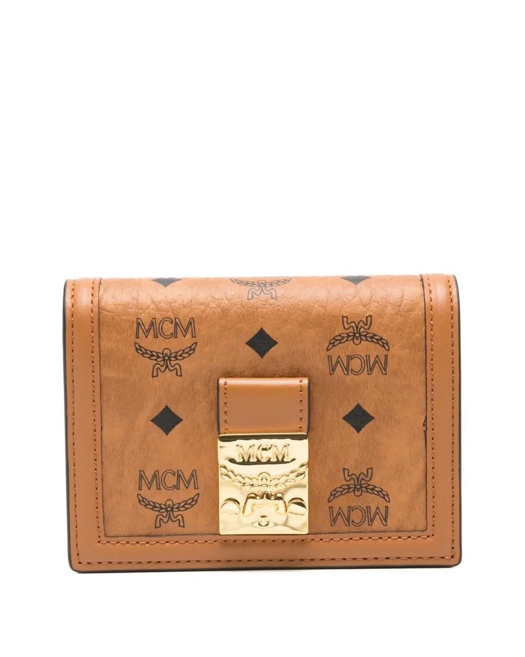 MCM Tracy Logo Buckle Wallet in Brown | Lyst