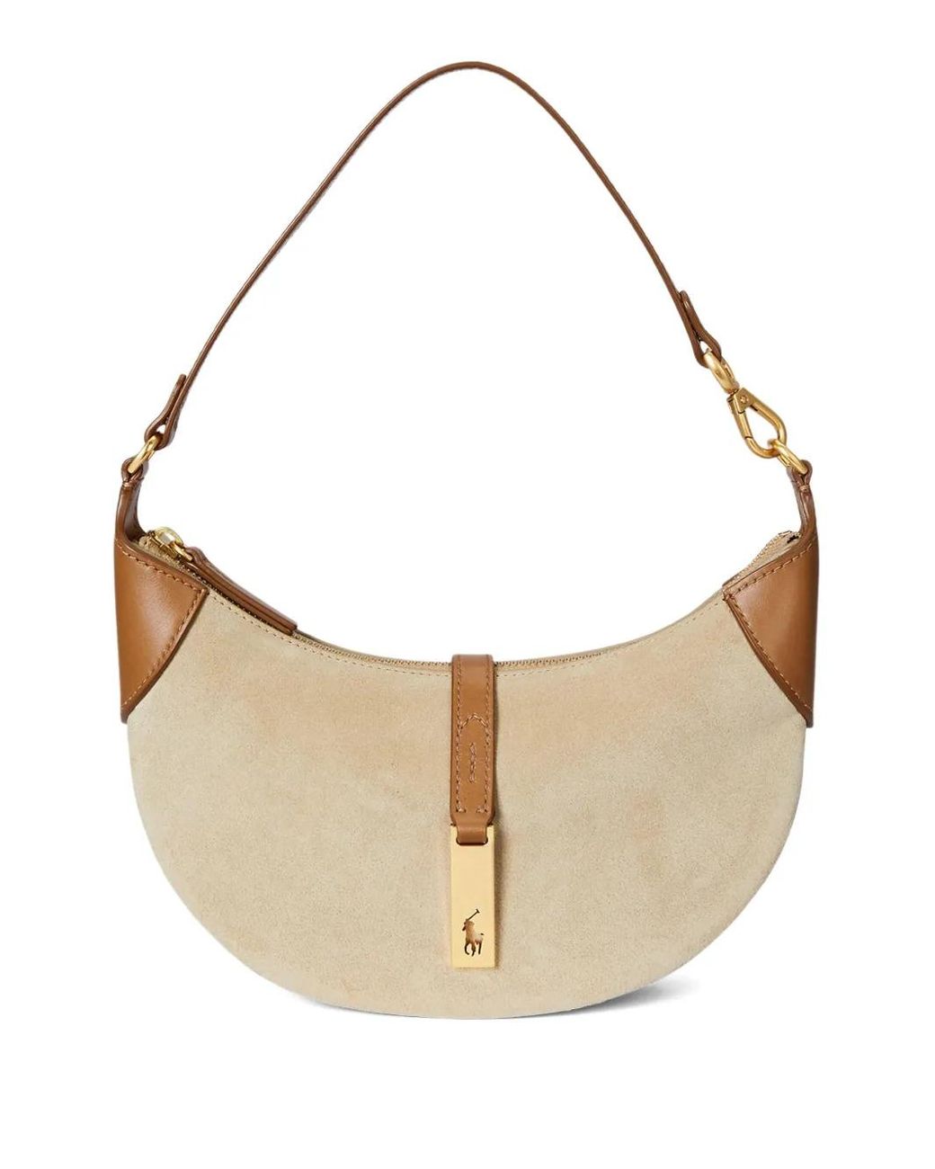 Polo Ralph Lauren Polo Id Crescent Suede Leather Shoulder Bag in ...