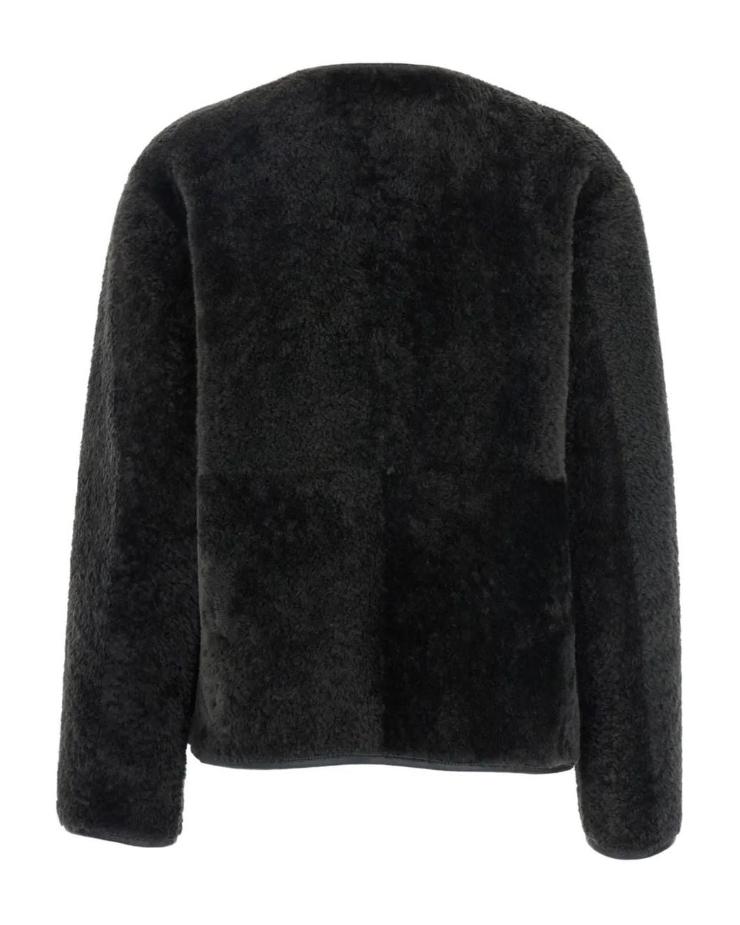 Arma Lucine Button-Fastening Shearling Jacket in Black | Lyst