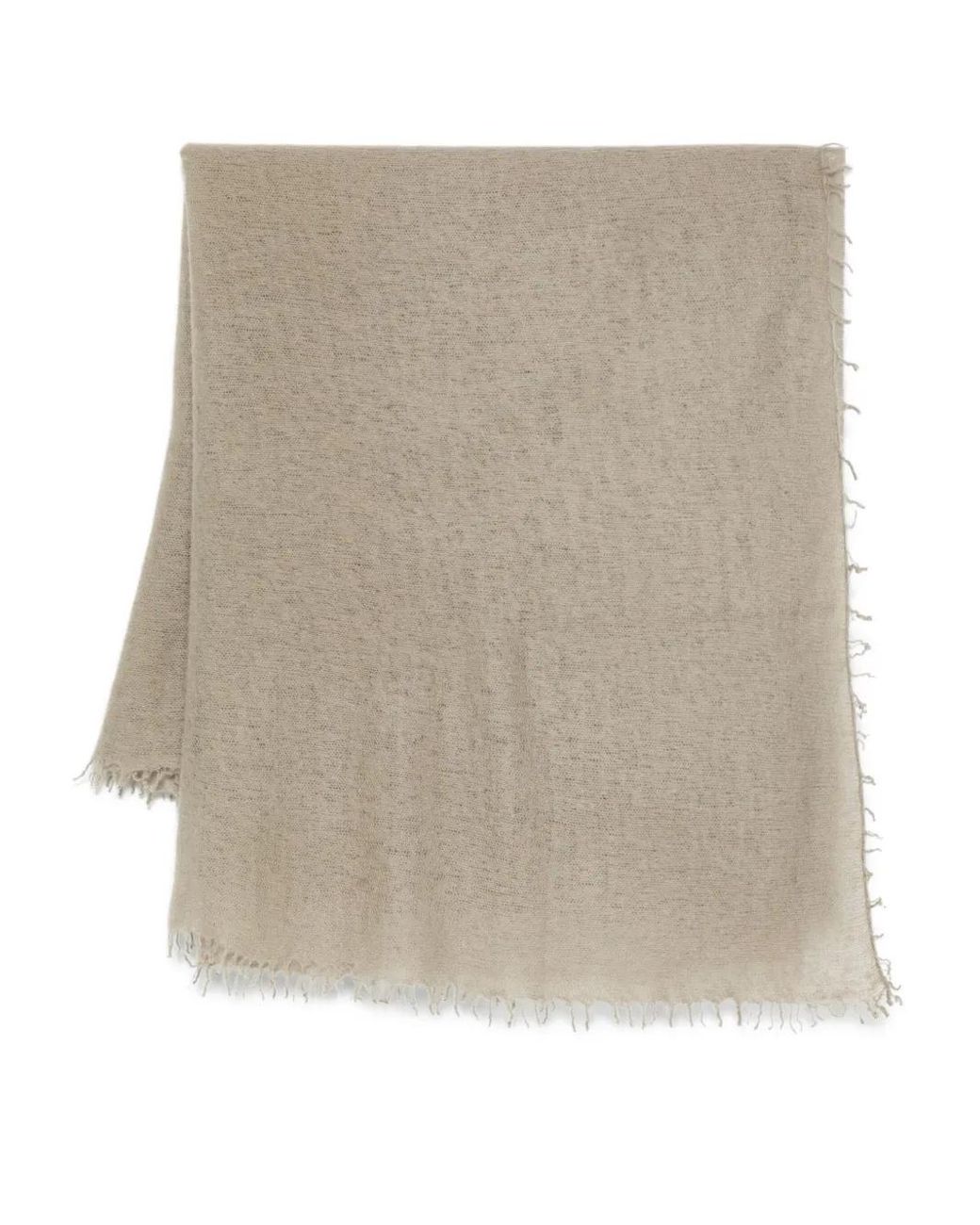 Warm-me Frayed-Edges Cashmere Scarf in Natural | Lyst UK