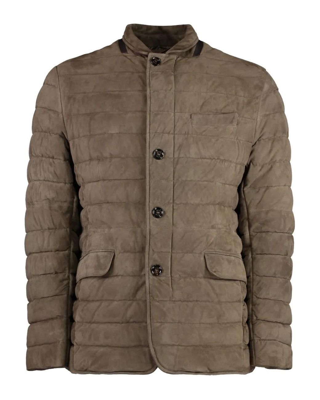 Moorer Zavyer Quilted Suede Jacket in Green for Men | Lyst