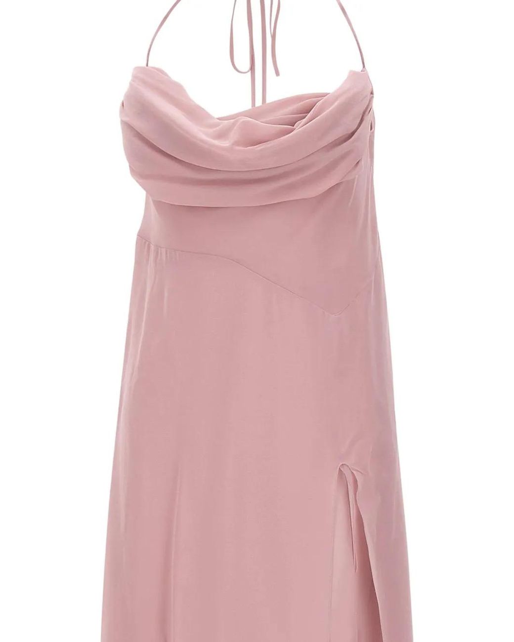 Blumarine Folded Neckline Slit Maxi Dress in Pink | Lyst UK