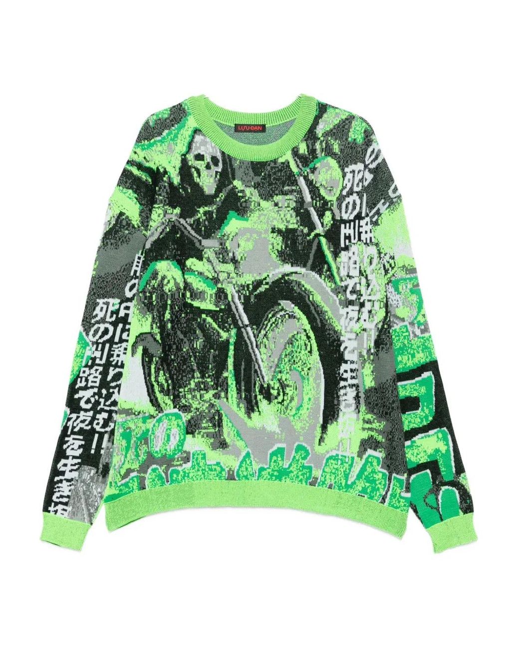 LỰU ĐẠN Grim Reaper Jacquard Sweater in Green for Men | Lyst