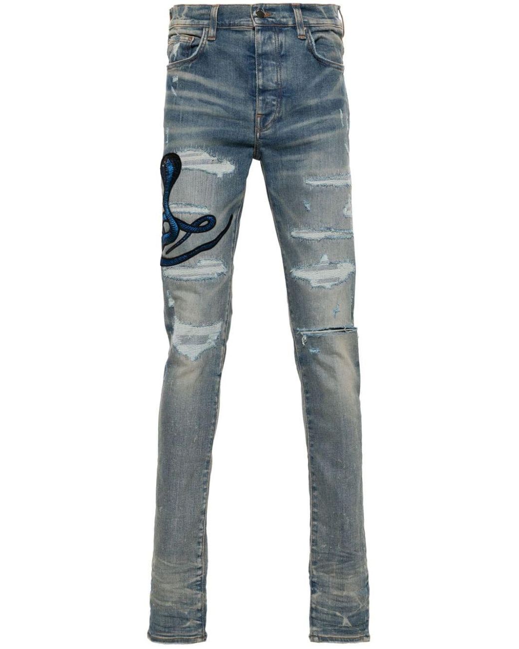 Amiri Patch-Detail Jeans in Blue for Men | Lyst