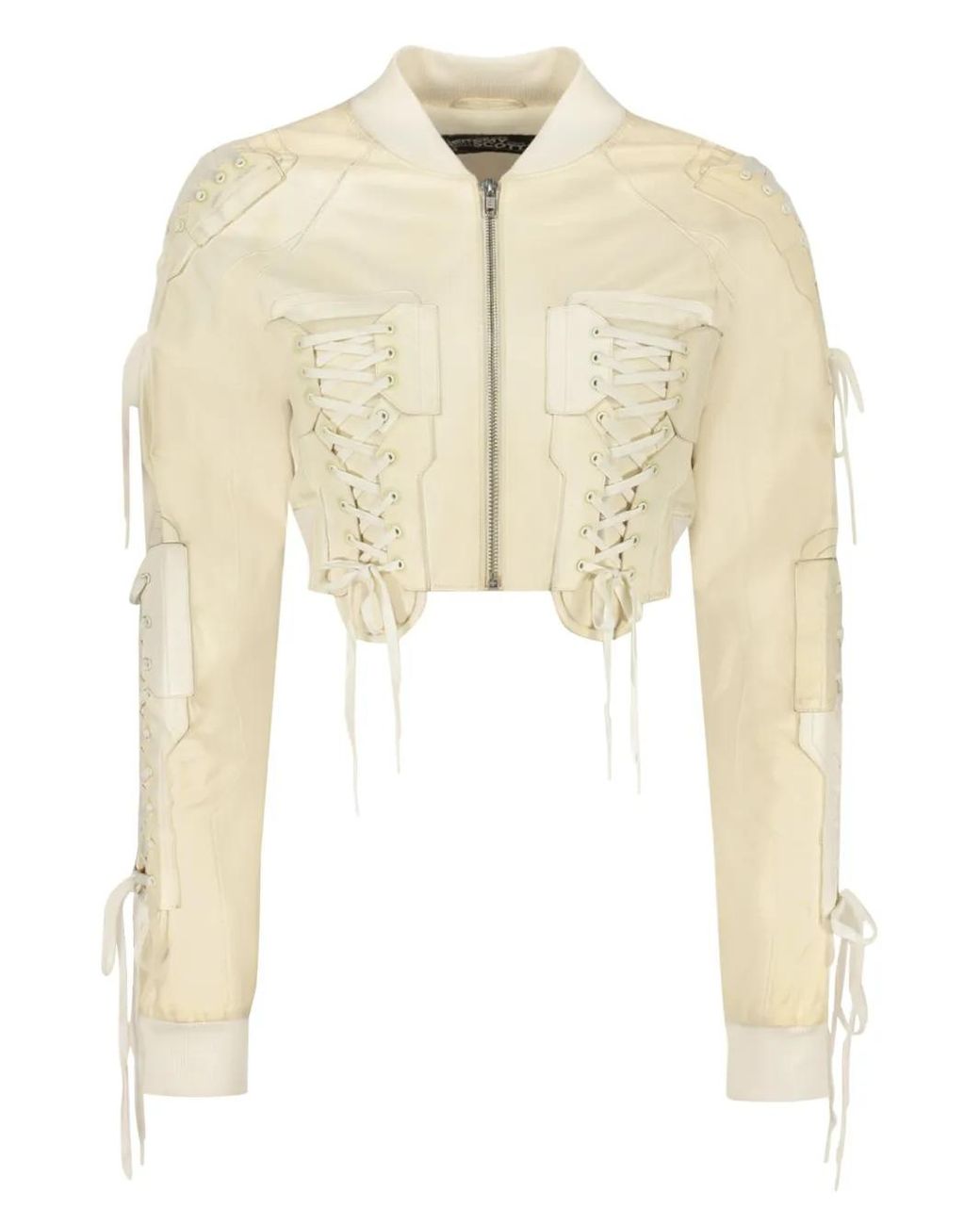 Jeremy Scott Cropped Leather Jacket in Natural | Lyst UK