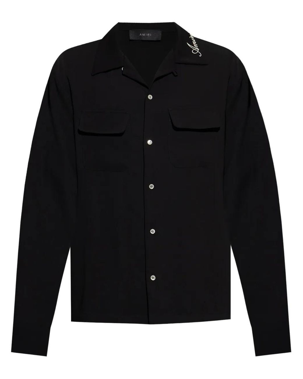 Amiri Logo-Embroidered Collar Shirt in Black for Men | Lyst