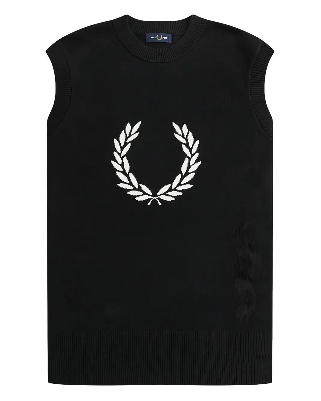 Fred Perry Logo-Intarsia Vest in Black for Men | Lyst