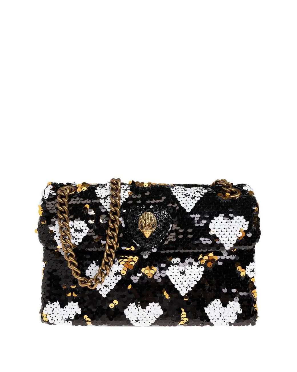 Kurt Geiger Sequin Heart Chain Shoulder Bag in Black | Lyst