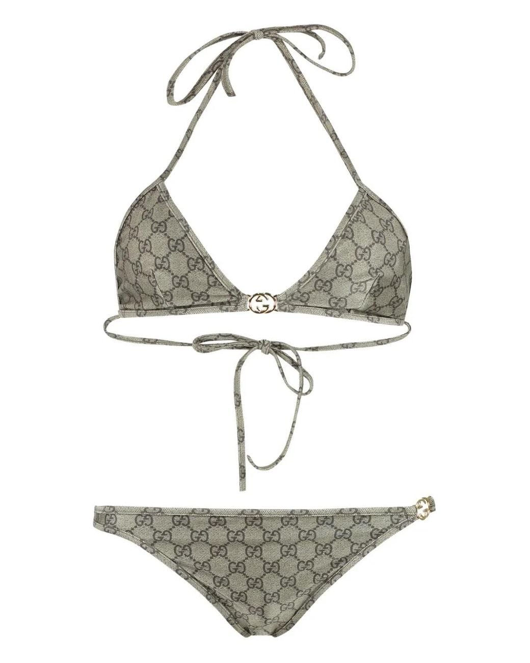 Gucci gg Supreme Bikini Set in Metallic | Lyst UK