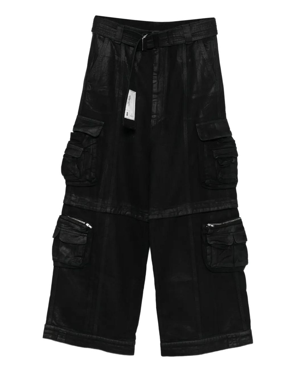 LỰU ĐẠN Coated-Finish Cargo Jeans in Black for Men | Lyst UK