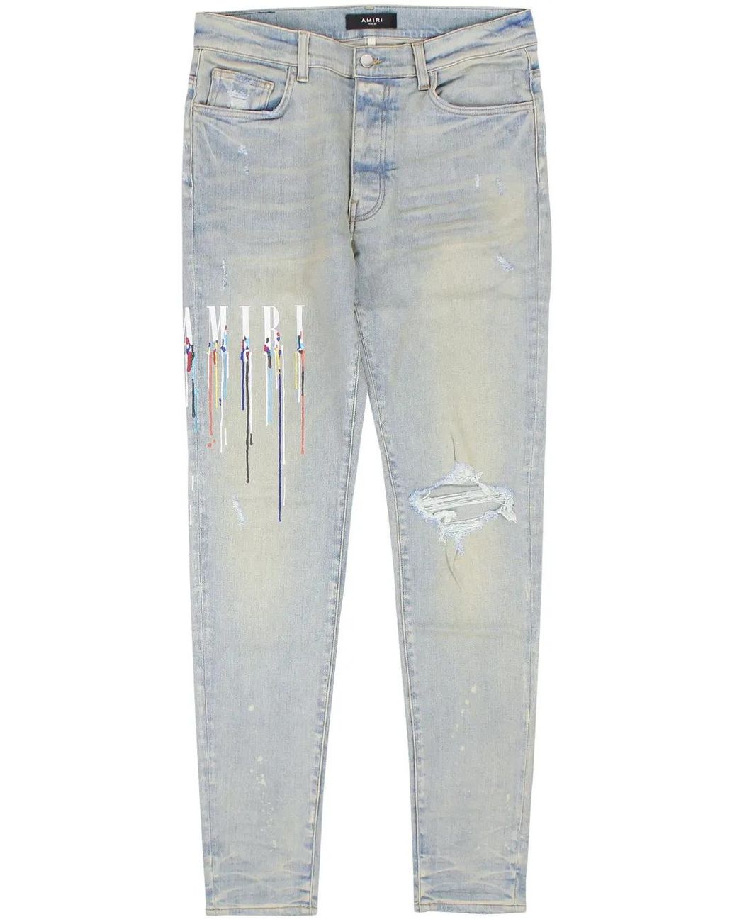 Amiri Paint Drip Logo Straight-Fit Jeans in Blue for Men | Lyst