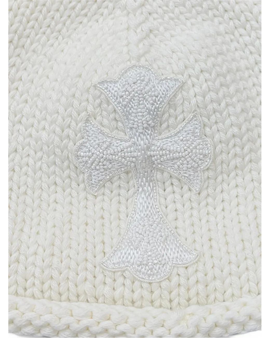 Chrome Hearts Beaded Cross Beanie Hat in White for Men | Lyst