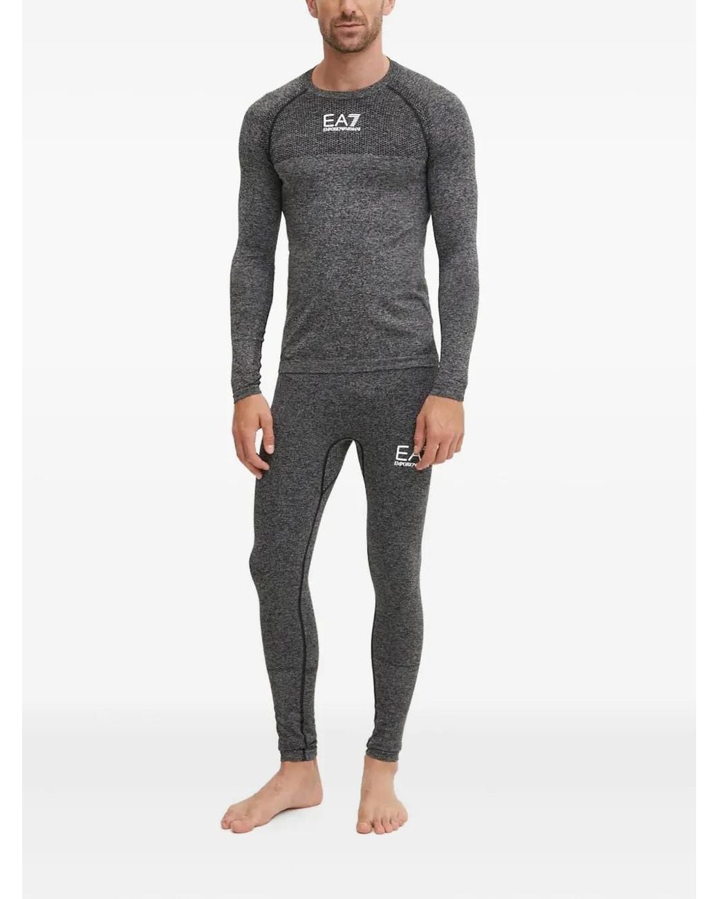 EA7 Logo Base Layer Set in Gray for Men | Lyst