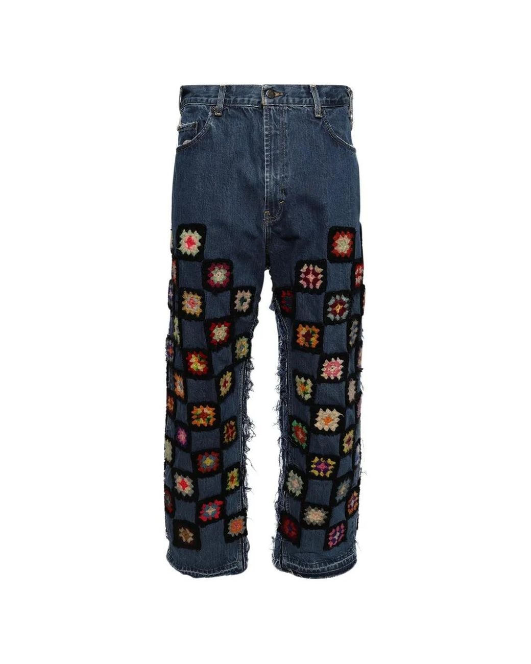 Nigel Xavier Crochet Checkerboard Jeans in Blue for Men | Lyst UK