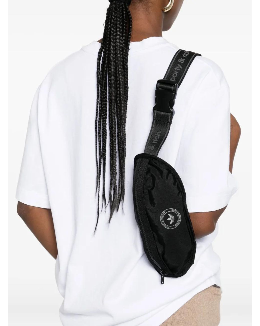 adidas X Sporty & Rich Logo-Print Belt Bag in Black | Lyst