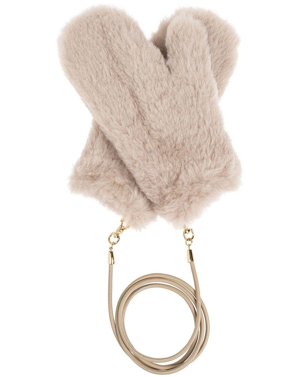 Max Mara Faux Fur Alpaca Wool Mittens in Natural | Lyst