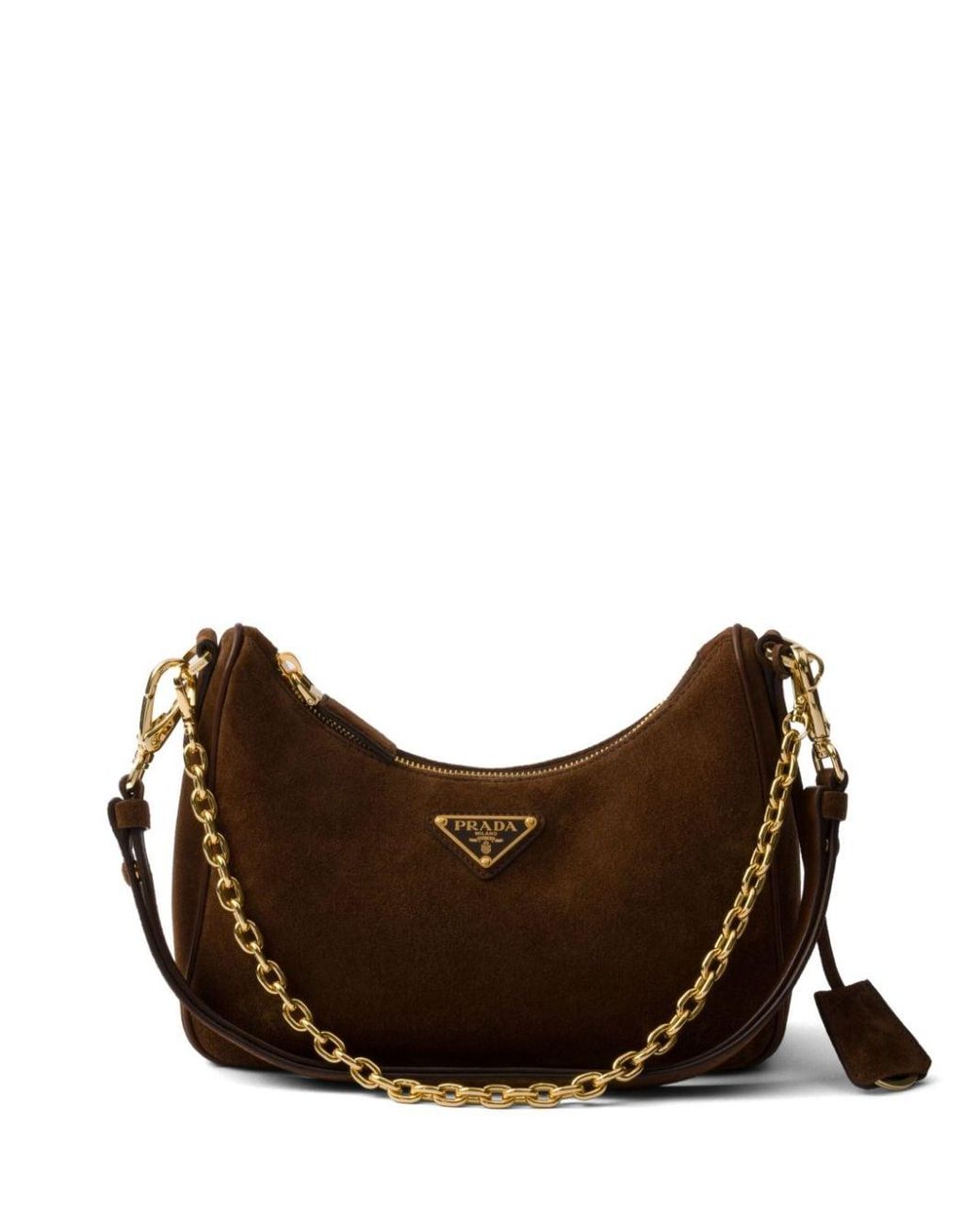 Prada Re-Edition Suede Mini Bag in Brown | Lyst