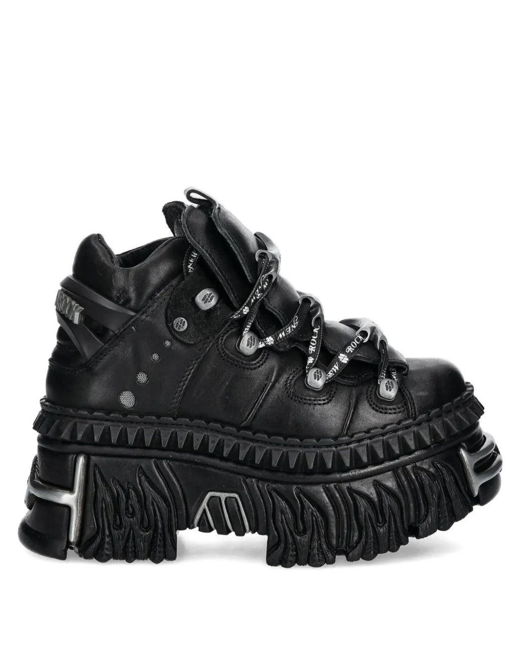 New Rock X Vetements Flame-Detailed Platform Sneakers in Black | Lyst