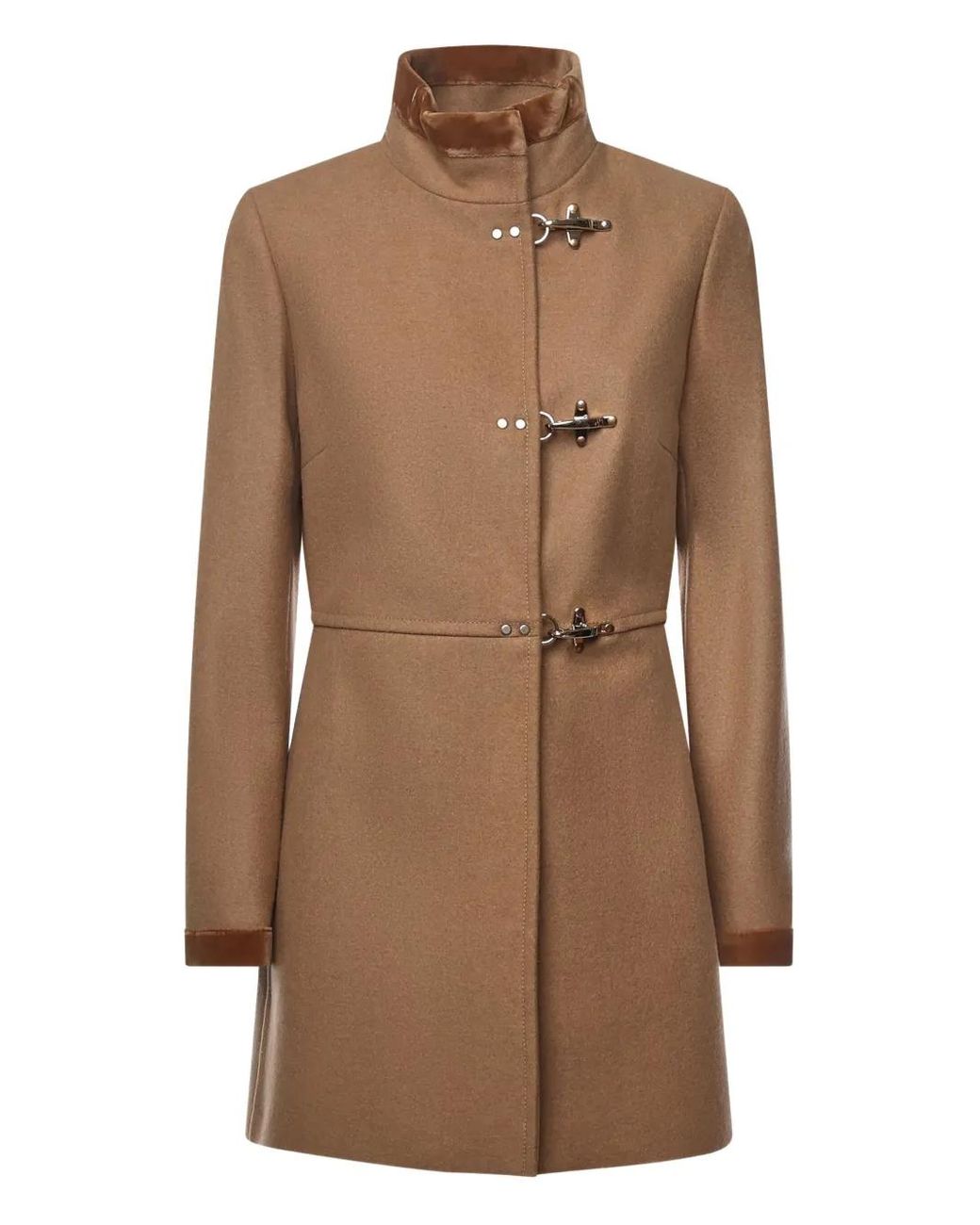 Fay Double-Breasted Toggle Coat in Brown | Lyst