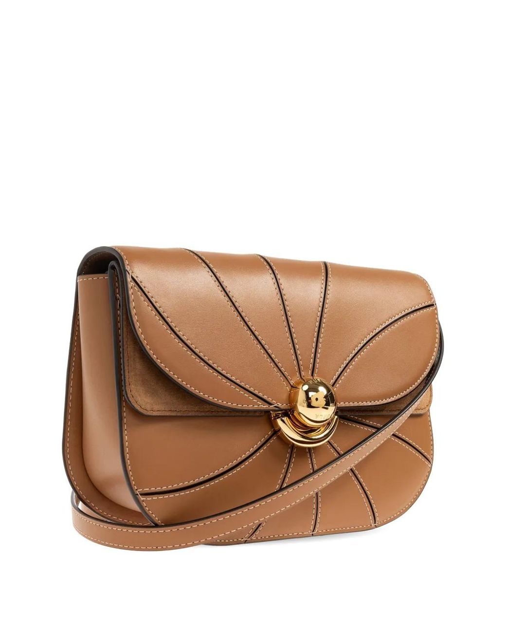 Furla Sfera Topstitch Turn-Lock Small Shoulder Bag in Brown | Lyst