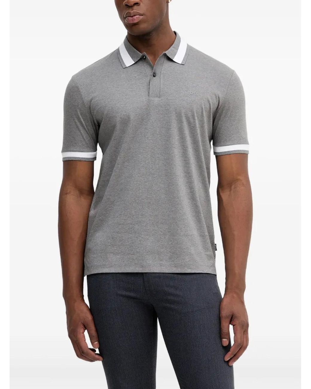 BOSS Collar-Polo Shirt in Grey for Men | Lyst UK