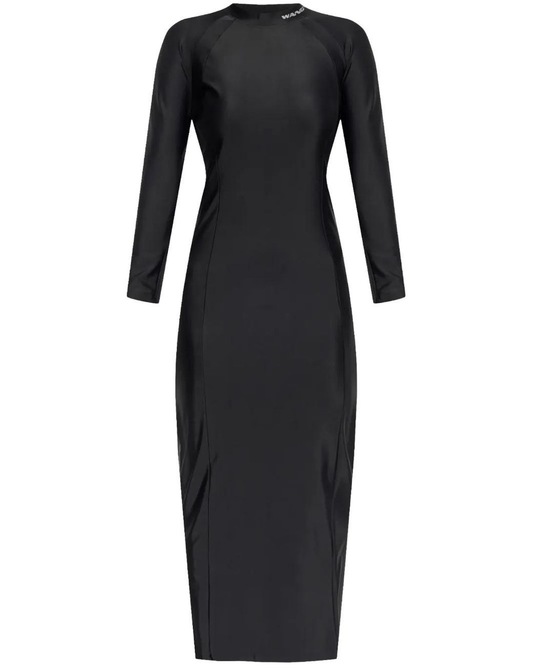 Alexander Wang Logo-Print Midi Dress in Black | Lyst