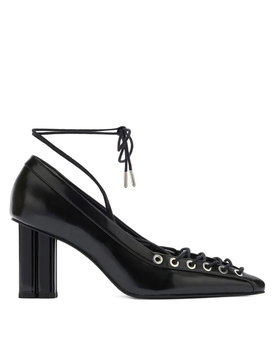 Ganni Lace-Up Pointed Pumps in Black | Lyst