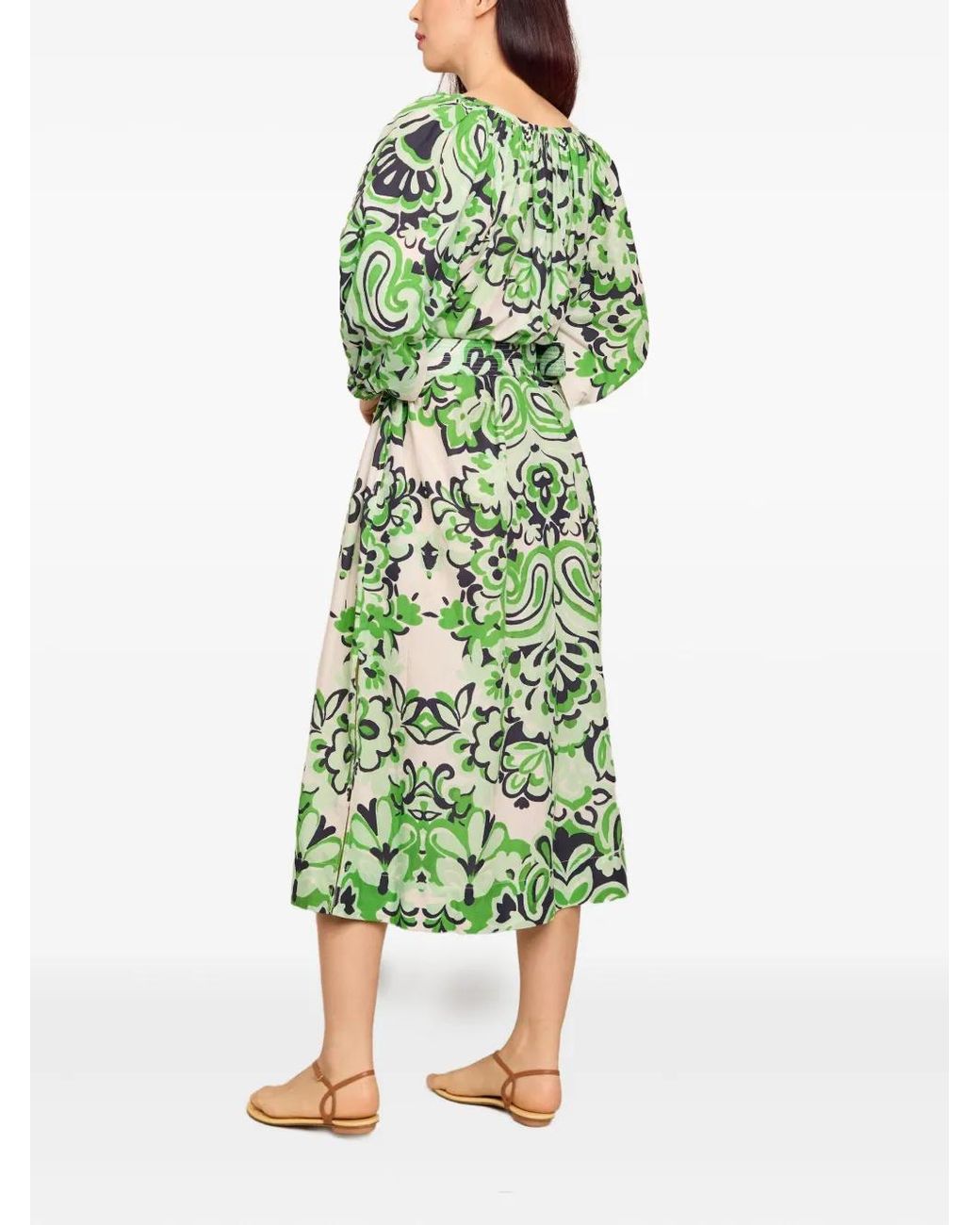 Cara Cara Floral-Print Midi Dress in Green | Lyst