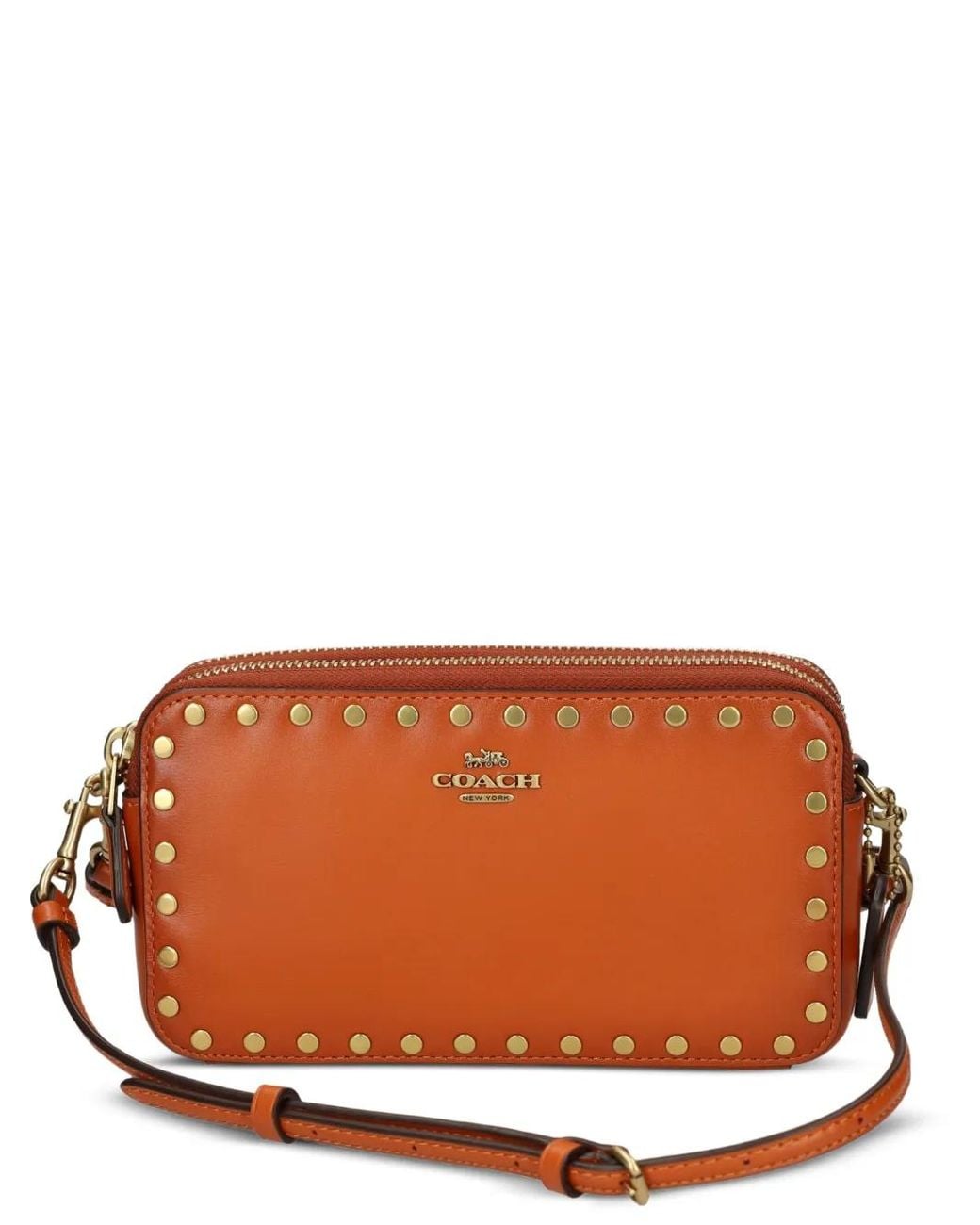 COACH Studded-Embellish Crossbody Bag in Brown | Lyst