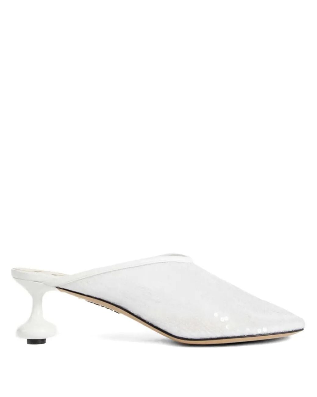 Loewe 450Mm Sequin-Embellished Sculpted-Heel Mules in White | Lyst