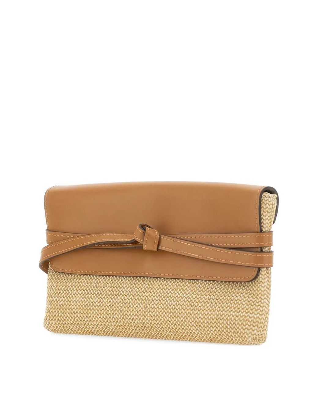 Gianni Chiarini Belty Knotted Straw Leather Clutch Bag in Natural | Lyst