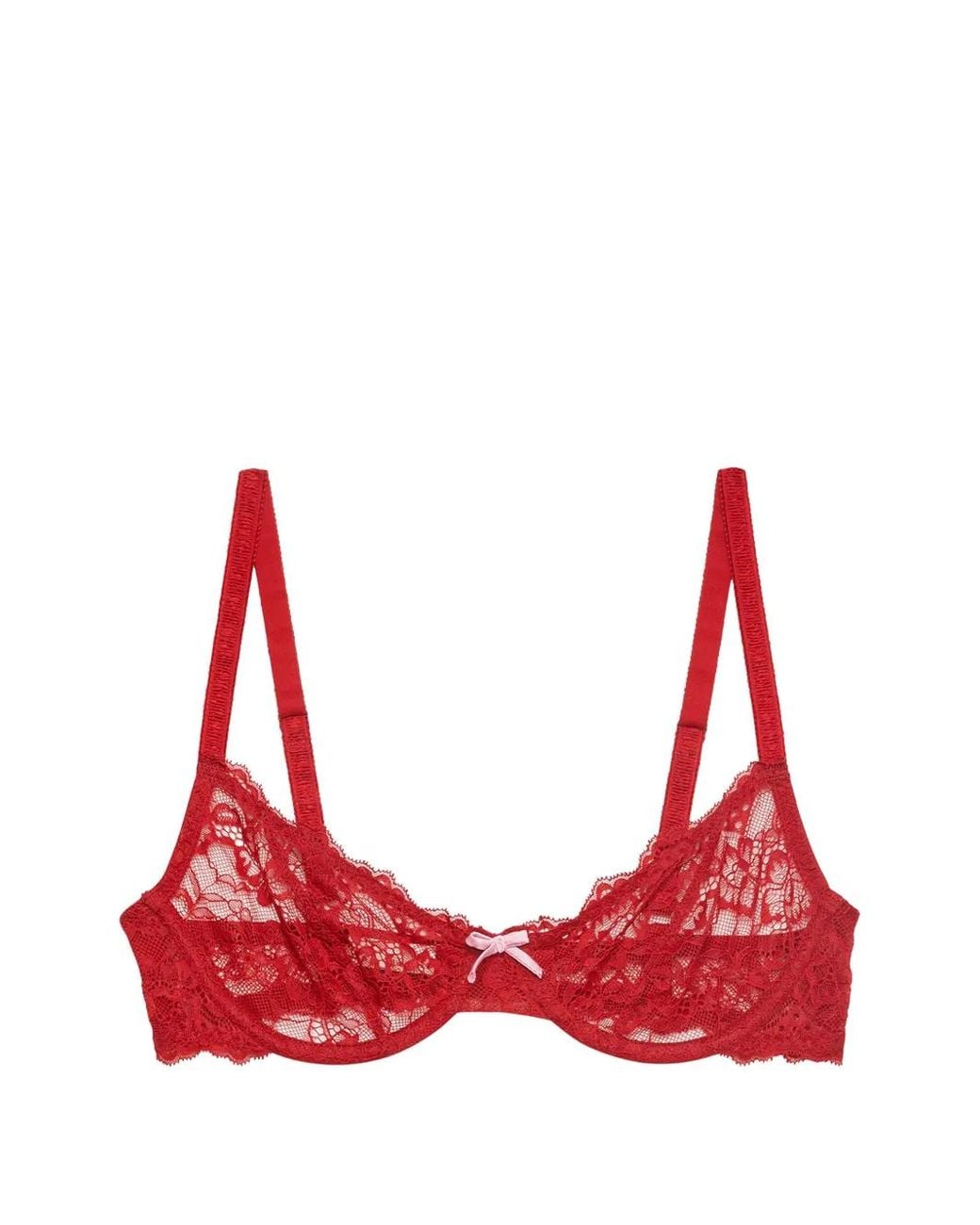 Fleur du Mal Bianca Bow-Detail Bra in Red | Lyst UK