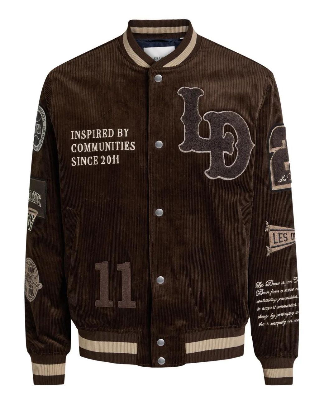 Les Deux Appliqués Corduroy Bomber Jacket in Black for Men | Lyst UK