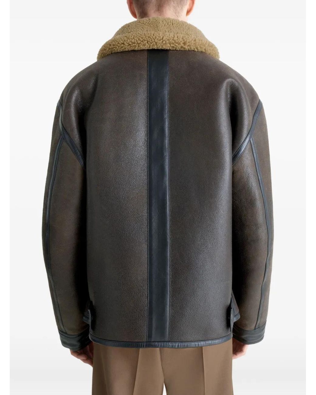 Lemaire Shearling-Trim Jacket in Black for Men | Lyst UK