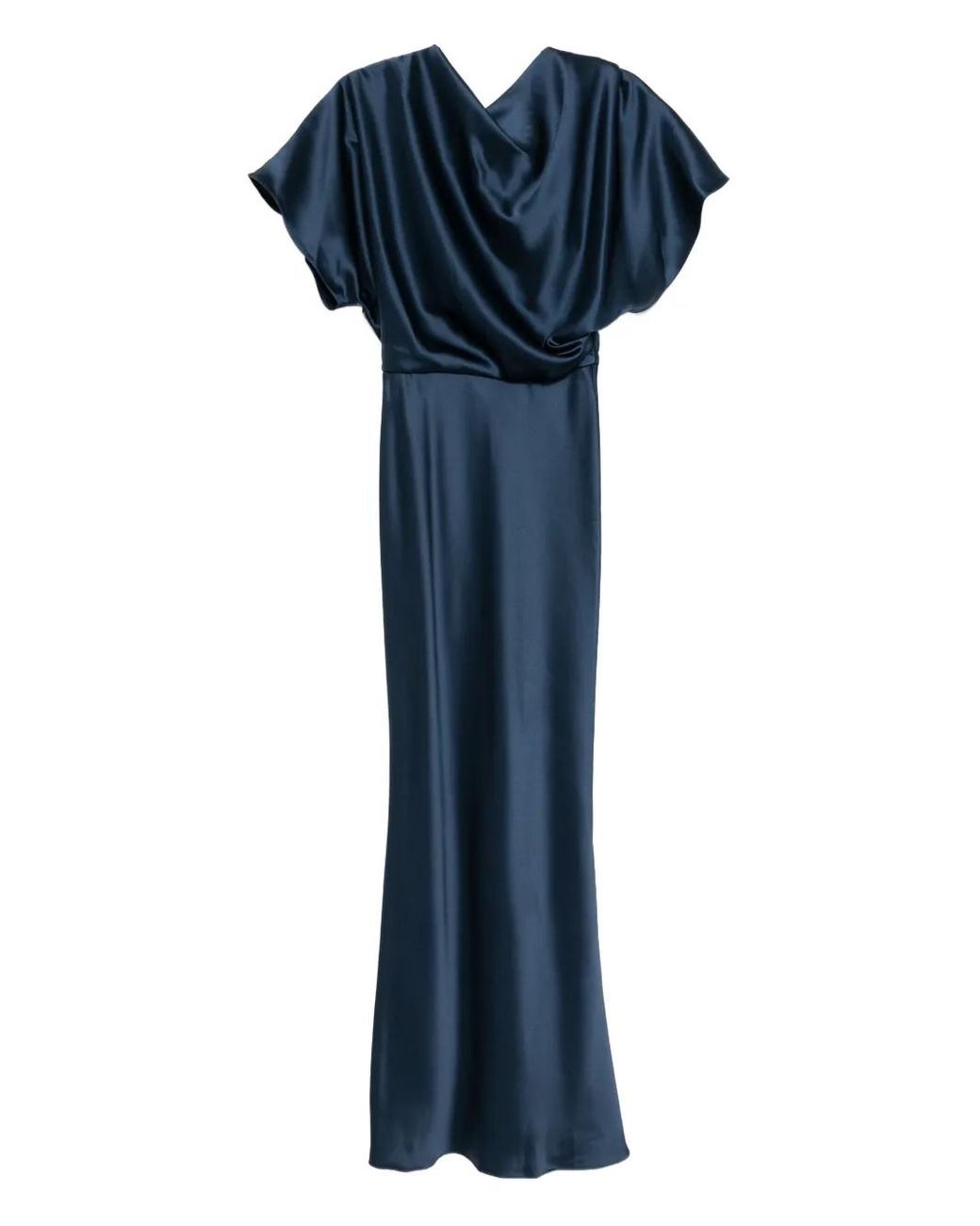 Amsale Satin Draped Gown in Blue | Lyst