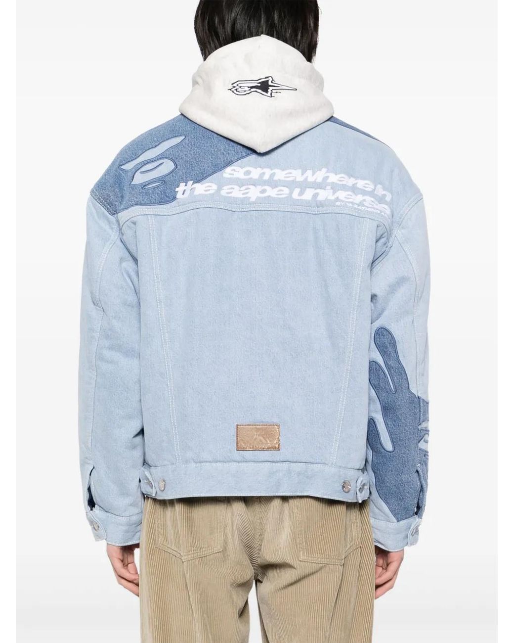 Aape By A Bathing Ape Logo Patched Denim Jacket in Blue for Men | Lyst