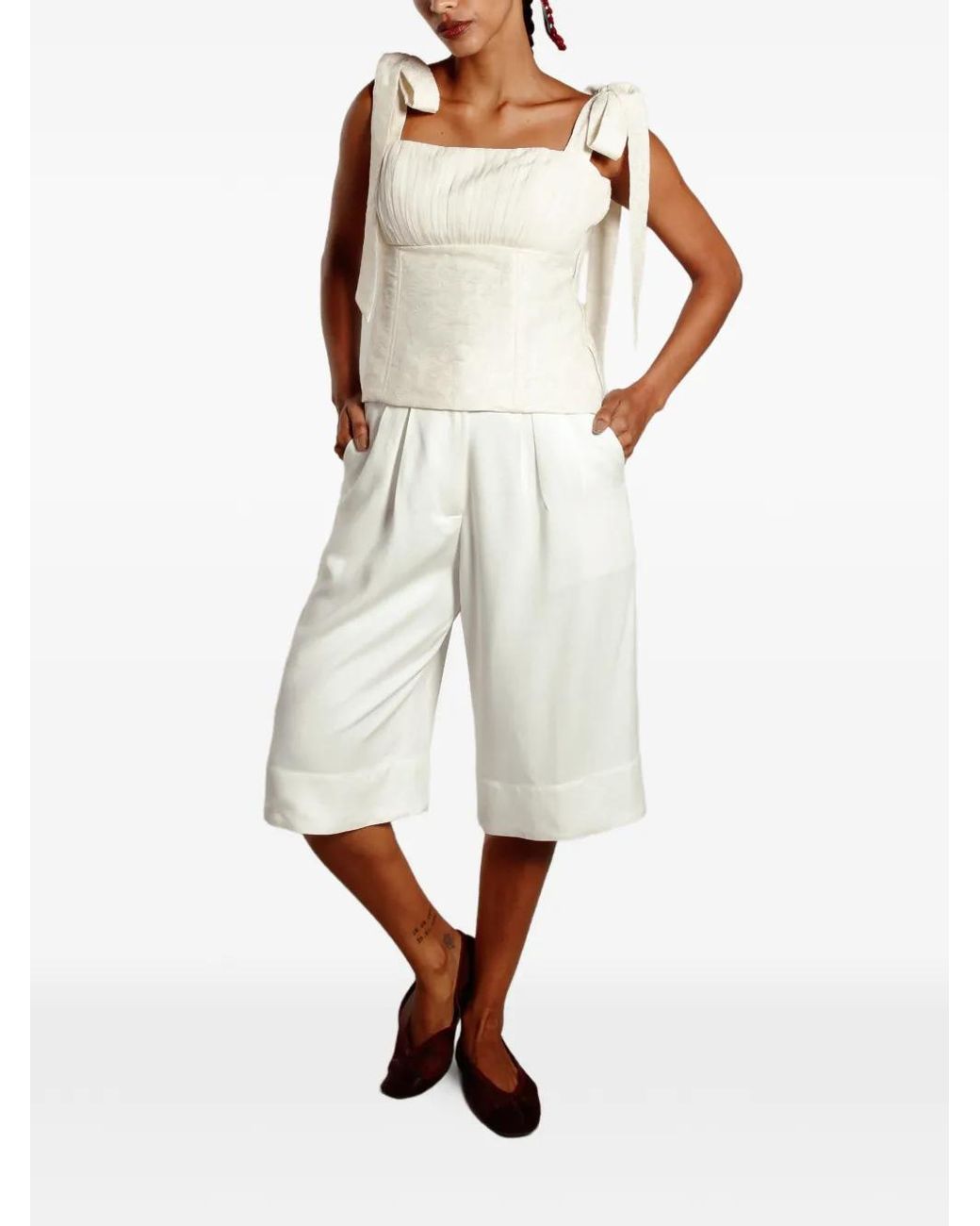 Isolda Short Cana-De-Açúcar À Plis in White | Lyst