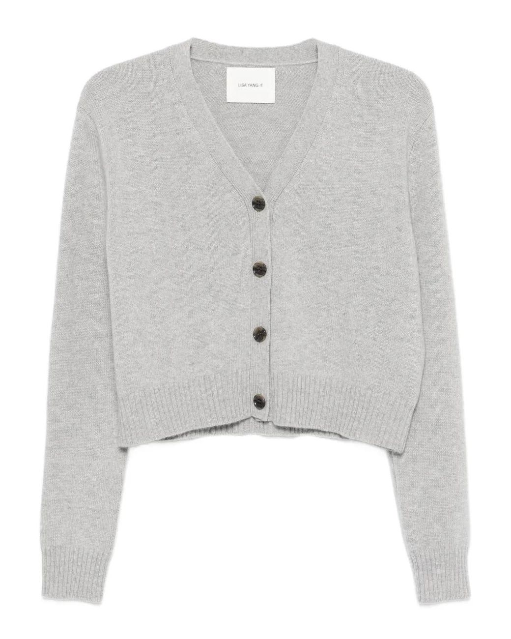 Lisa Yang Marion Button-Front Cropped Cardigan in Gray | Lyst