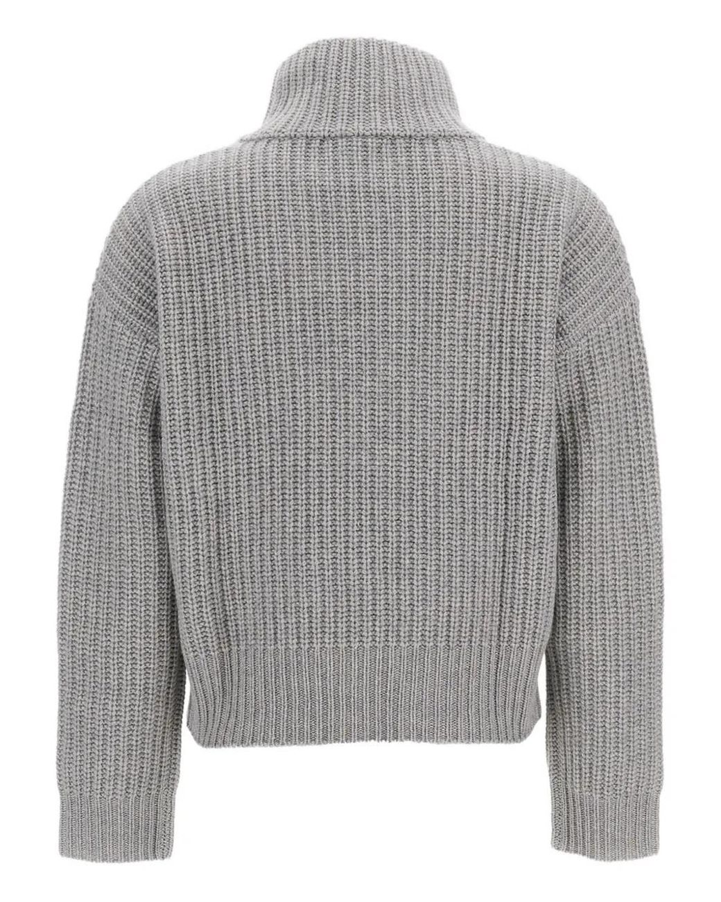 Lisa Yang High-Neck Ribbed Sweater in Gray | Lyst