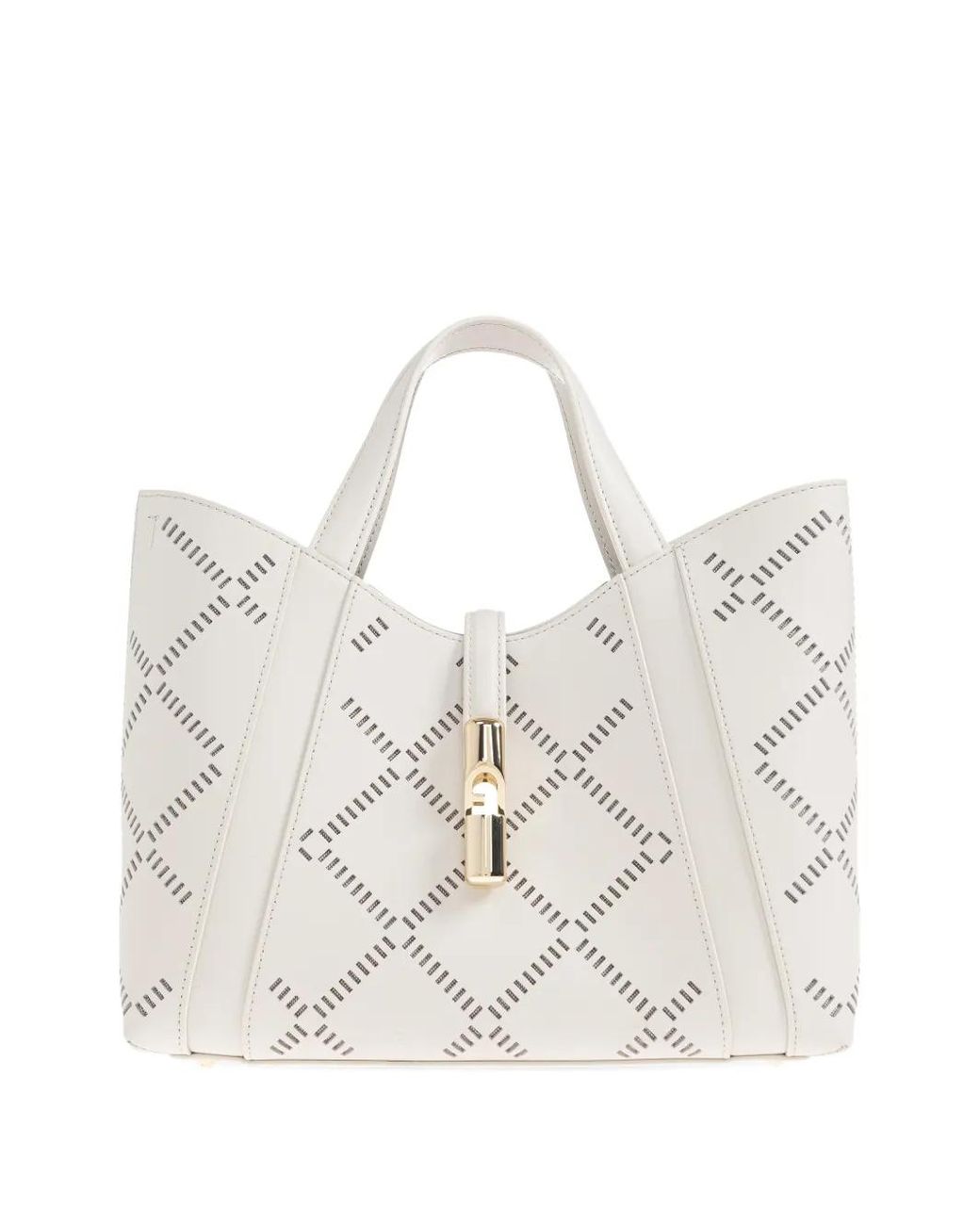 Furla Goccia Perforated Handle Small Tote Bag in White | Lyst UK